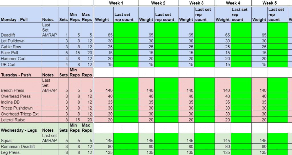 Metallicadpa: The 6 Day PPL Program from Reddit [With Spreadsheets ...